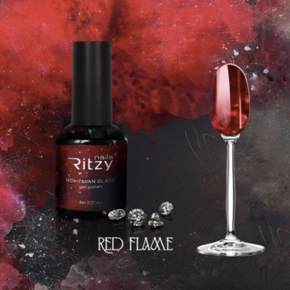 Ritzy Lac Red flame Bohemian stained glass gel polish 10 ml - BG-RD-FLM