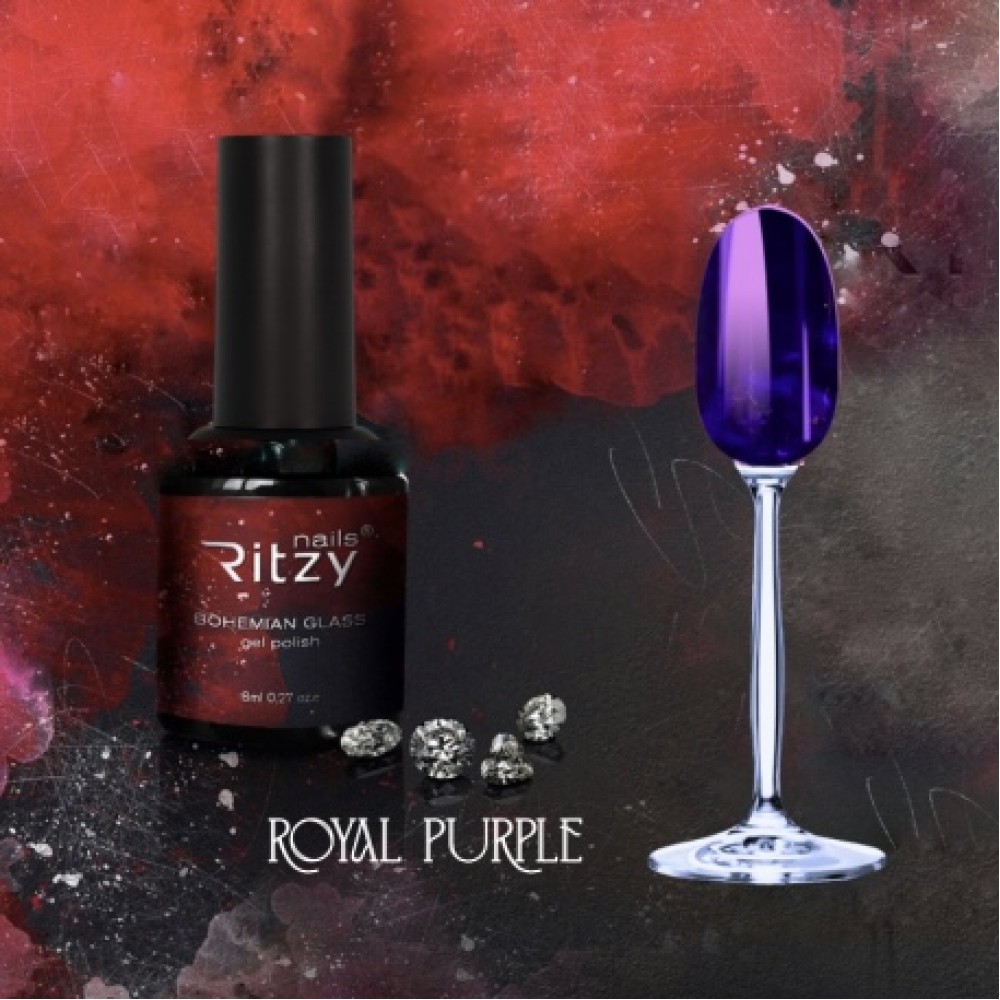 Ritzy Lac Royal purple Bohemian stained glass gel polish 10 ml - BG-RY-PR